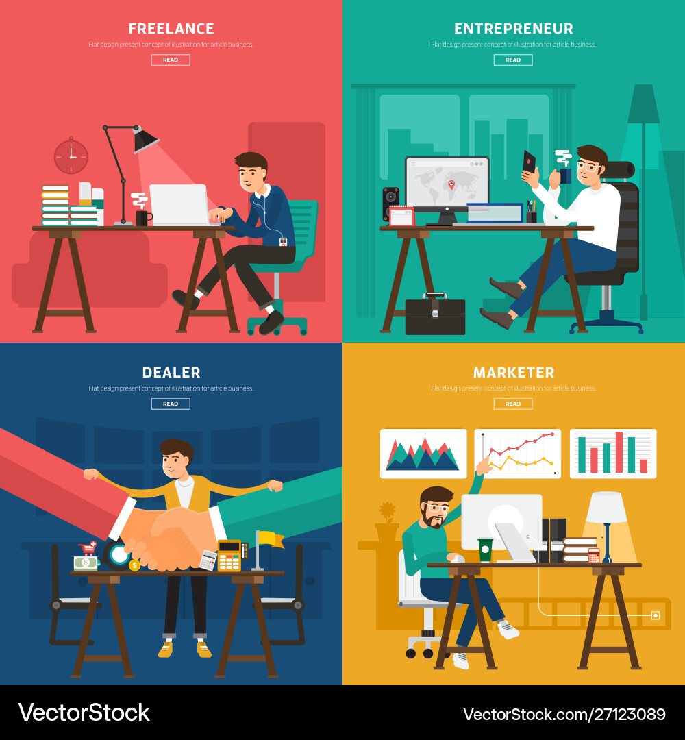Flat design concept coworking center for worker Vector Image