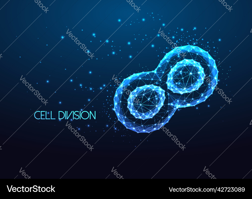Futuristic cell division concept banner in glowing