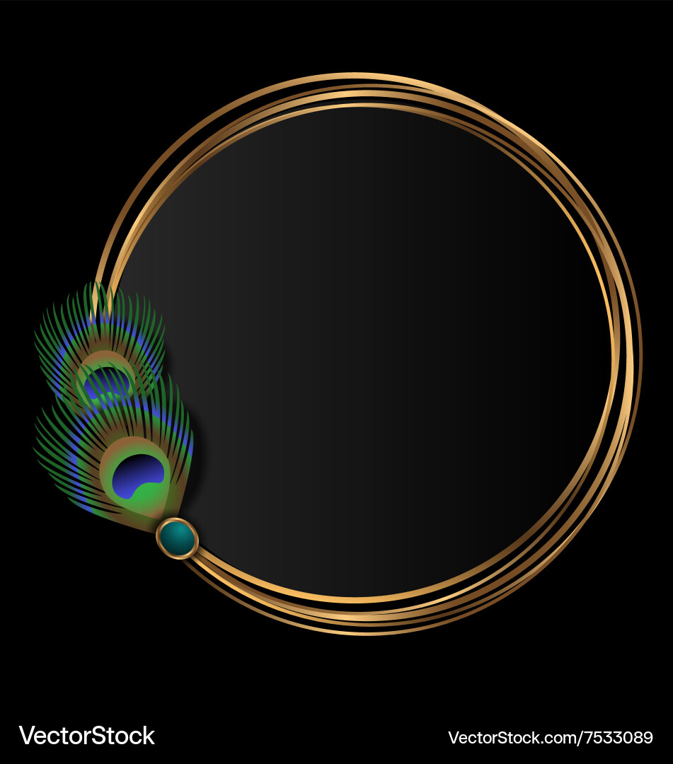 Golden Peacock Feather Frame Royalty Free Vector Image