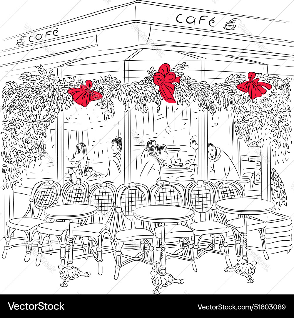 Parisian Cafe Sketch Royalty Free Vector Image