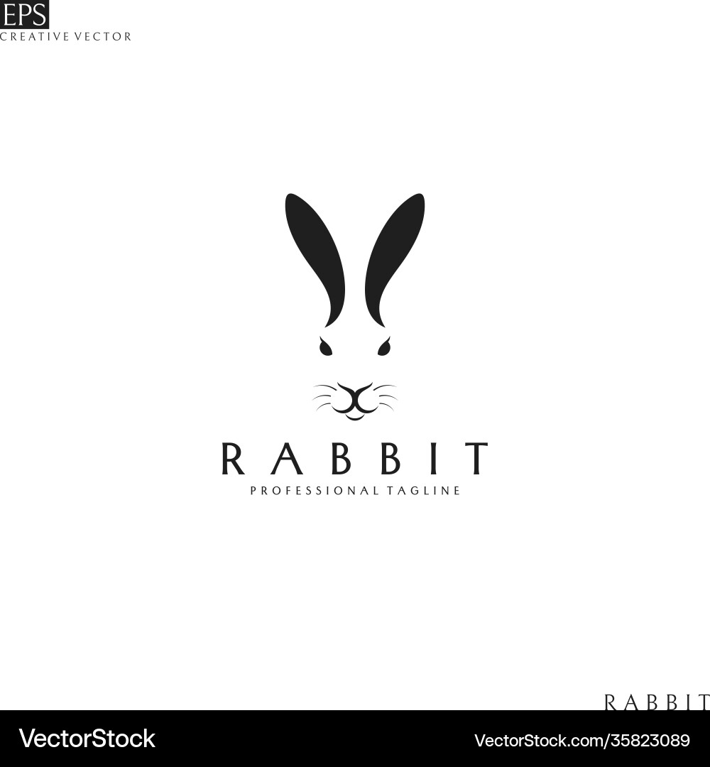 Rabbit Head Logo Rabbit Head Simple Tech Line Modern Logo Stock