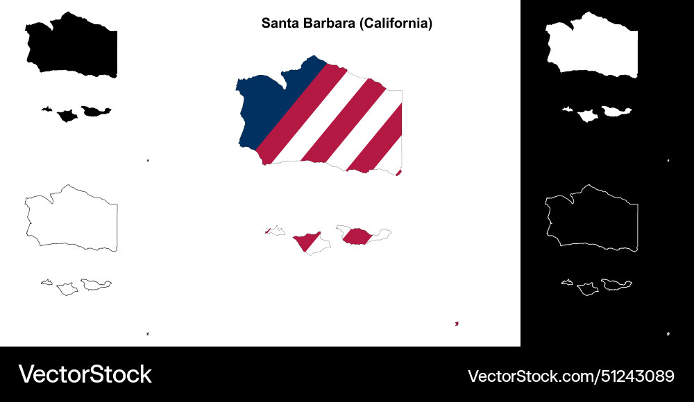 Santa barbara outline map Royalty Free Vector Image