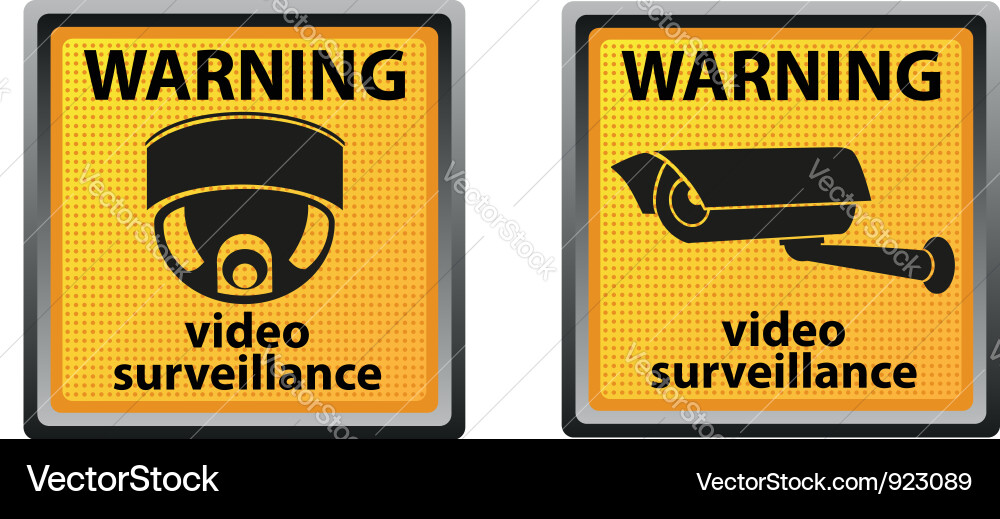 Surveillance Camera Warning Sign Royalty Free Vector Image