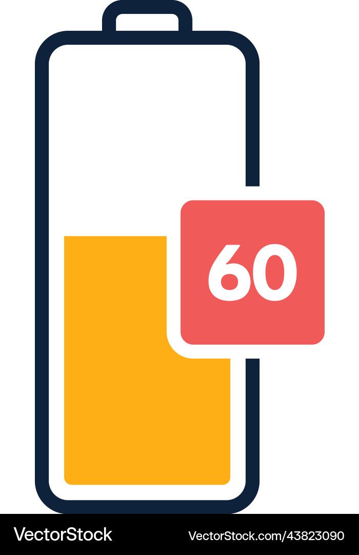 60 percent battery level Royalty Free Vector Image