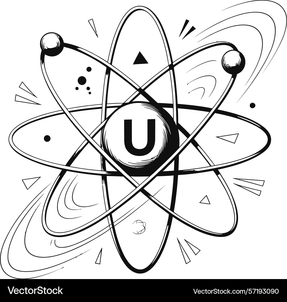 Black and white atomic structure uranium nucleus Vector Image