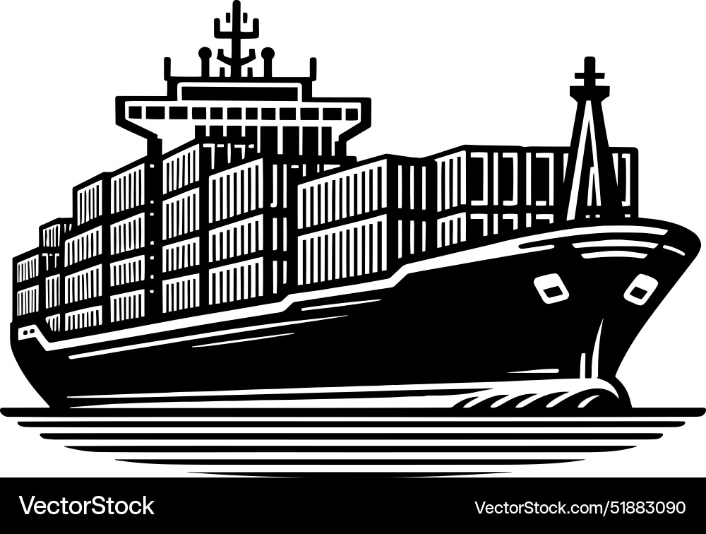 Cargo ship with containers isolated on a white Vector Image