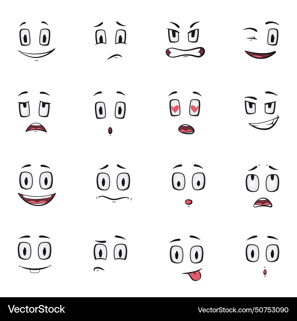 Cartoon faces funny face expressions caricature Vector Image