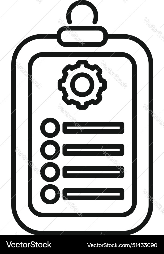 Checklist icon with gear symbol Royalty Free Vector Image