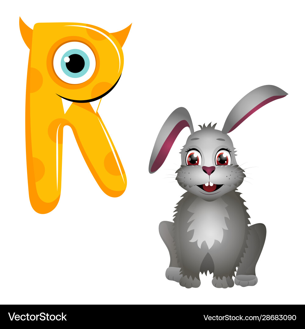 Cute kids cartoon alphabet letter r Royalty Free Vector