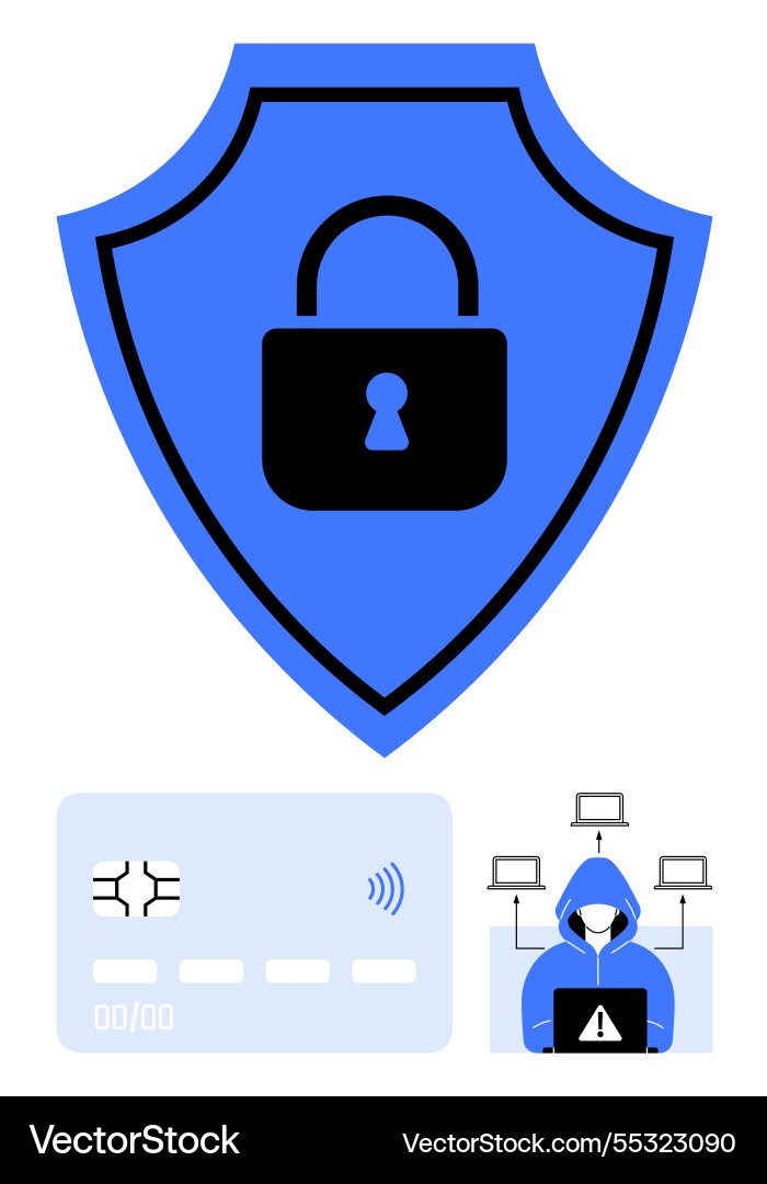 Digital security concept with shield lock payment Vector Image
