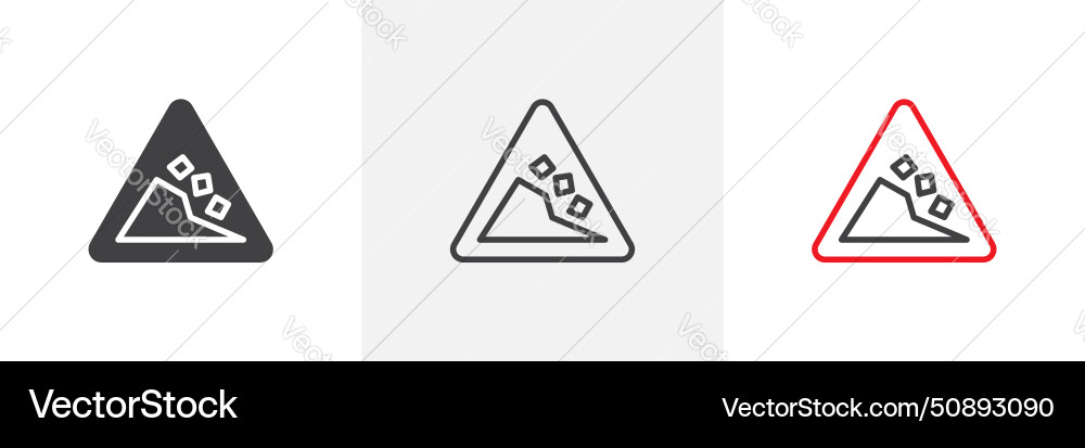 Falling rocks or debris warning road sign icon Vector Image