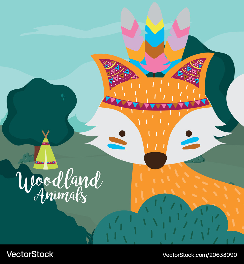 Fox woodland animals Royalty Free Vector Image