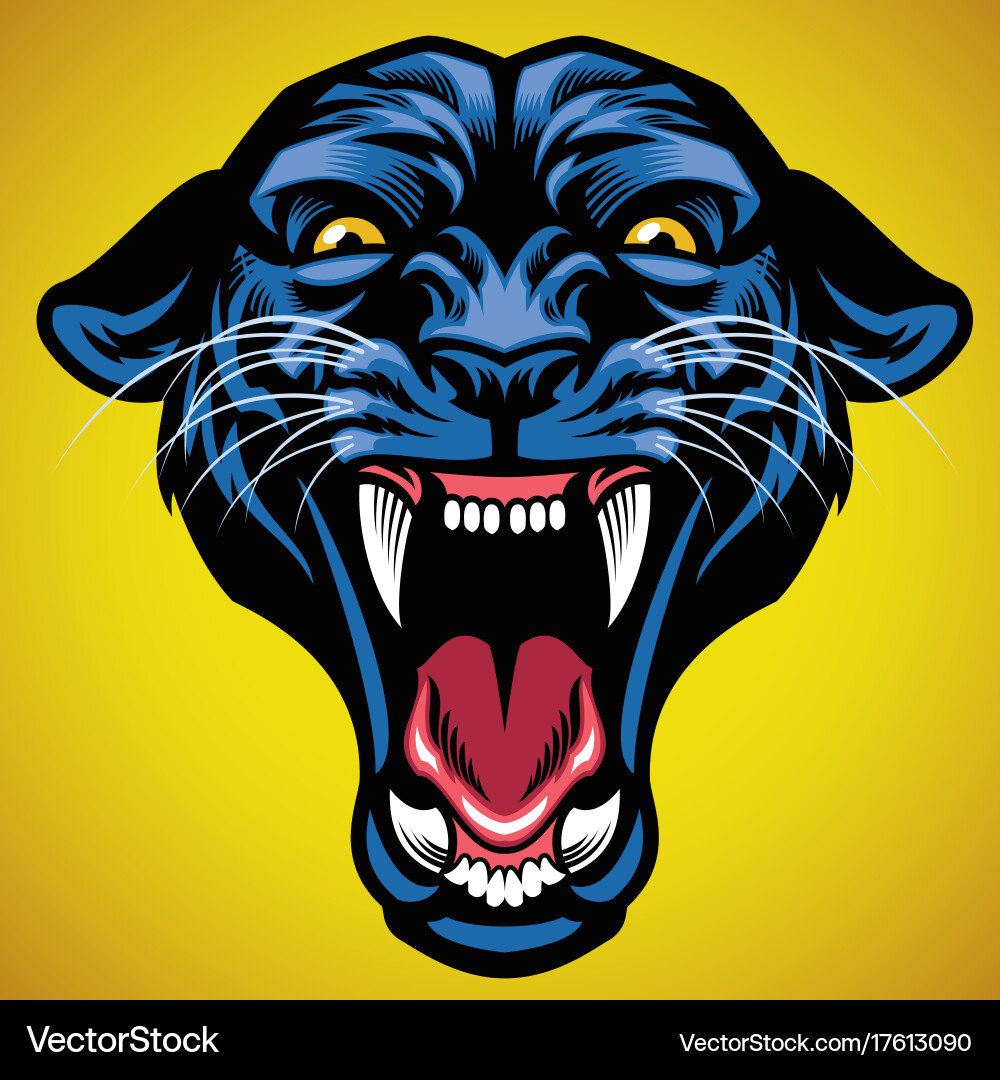 Head of angry black panther Royalty Free Vector Image