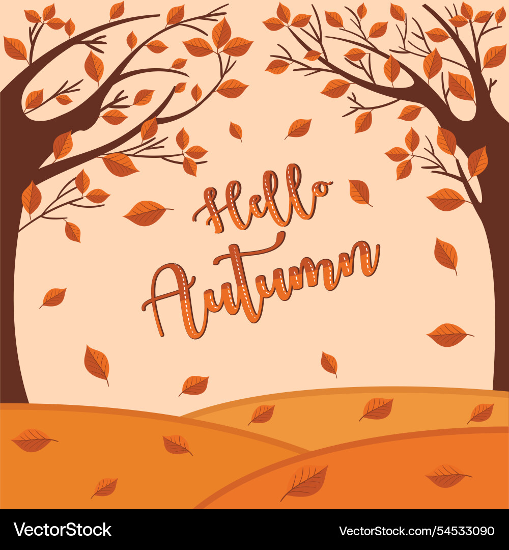 Hello autumn background design premium Royalty Free Vector