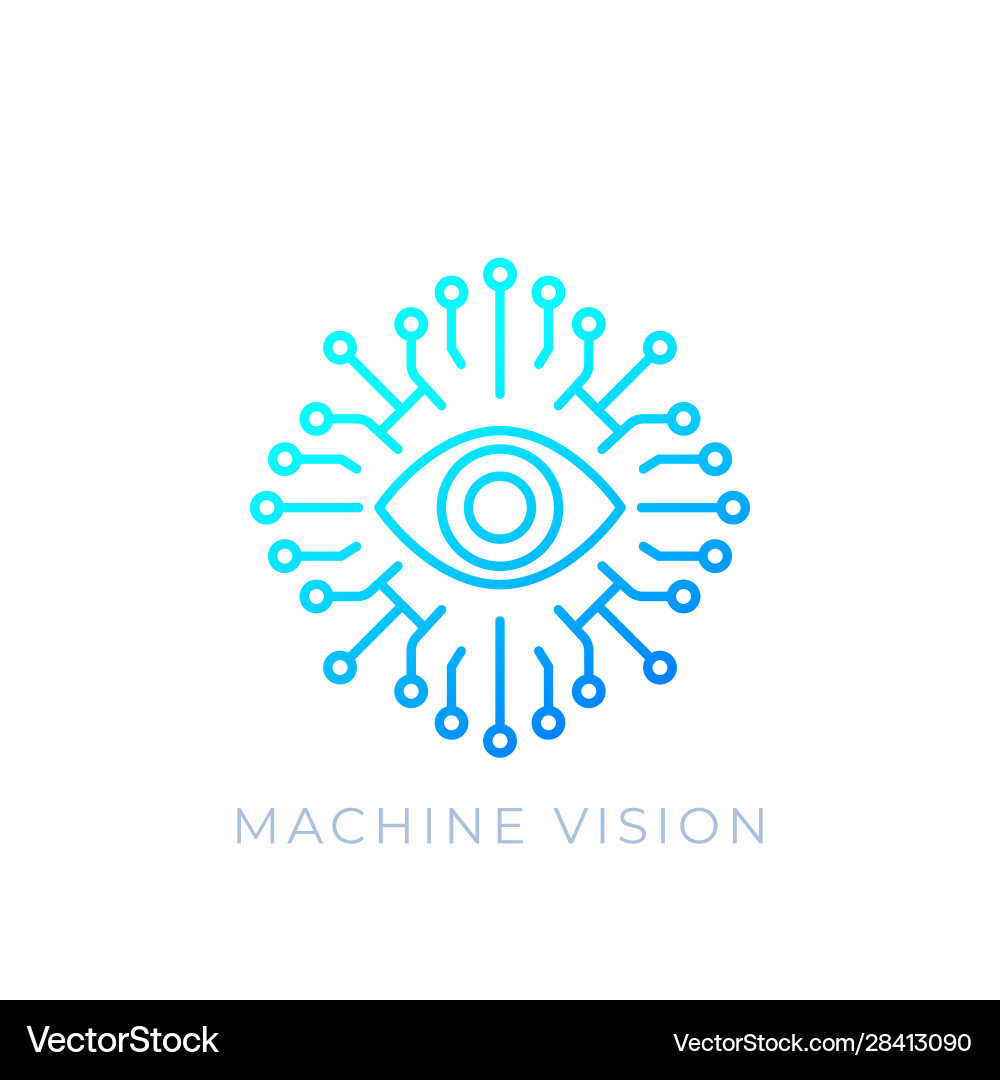 Machine vision ai concept line icon Royalty Free Vector