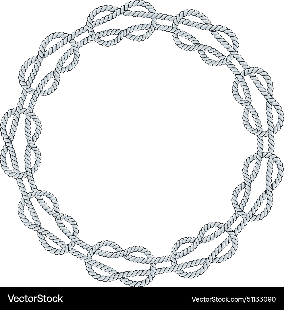 Round rope frame isolated on white background Vector Image