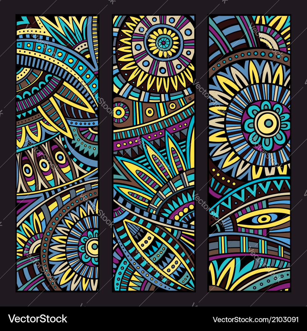 Abstract ethnic pattern cards set Royalty Free Vector Image