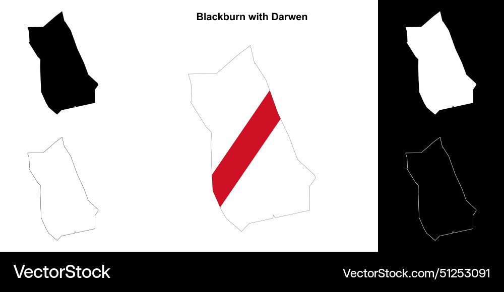 Blackburn with darwen outline map Royalty Free Vector Image