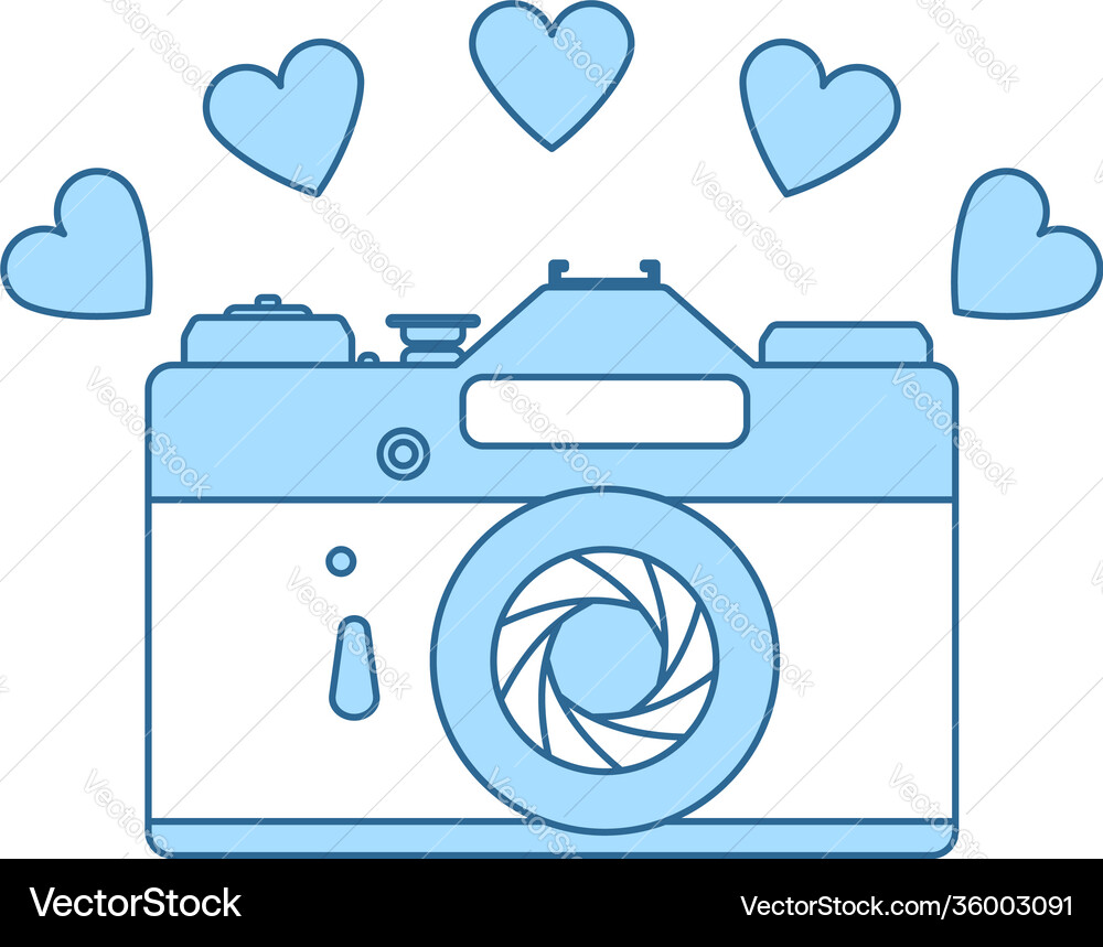 Camera with hearts icon Royalty Free Vector Image
