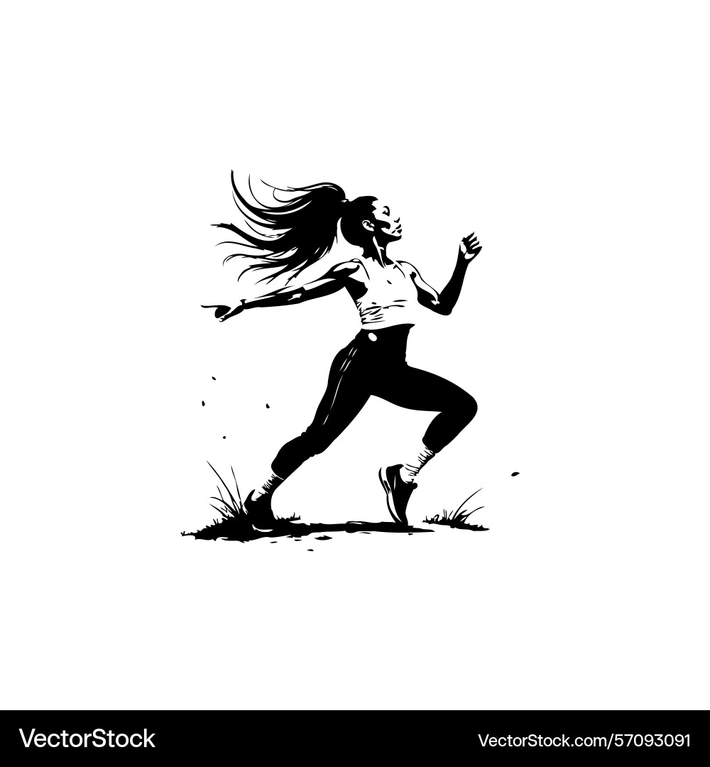 Dynamic monochrome of a woman running Royalty Free Vector