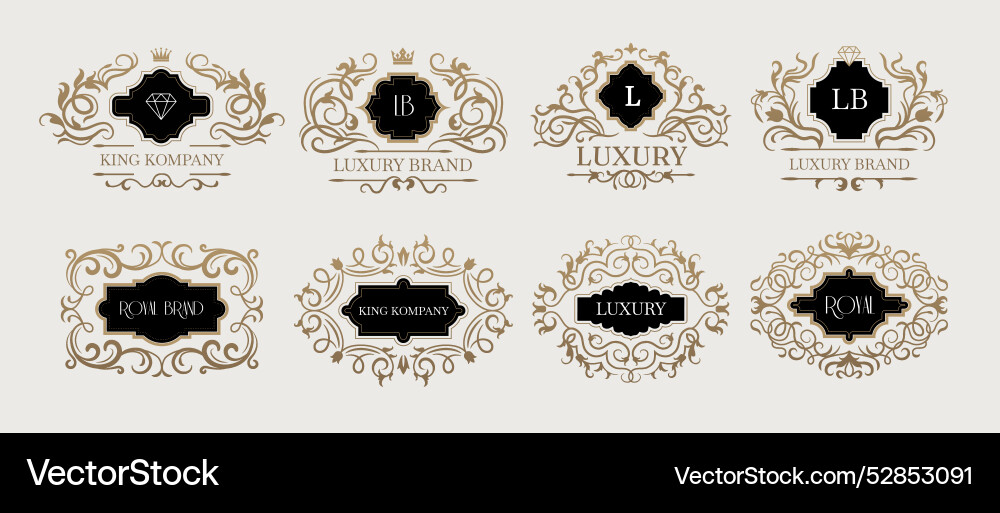 Luxury labels ornate decorative style premium Vector Image