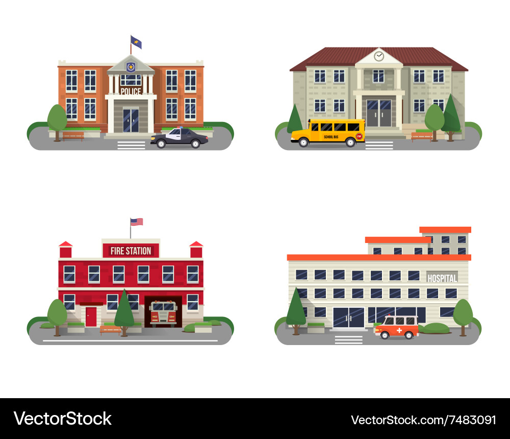 Municipal buildings set Royalty Free Vector Image