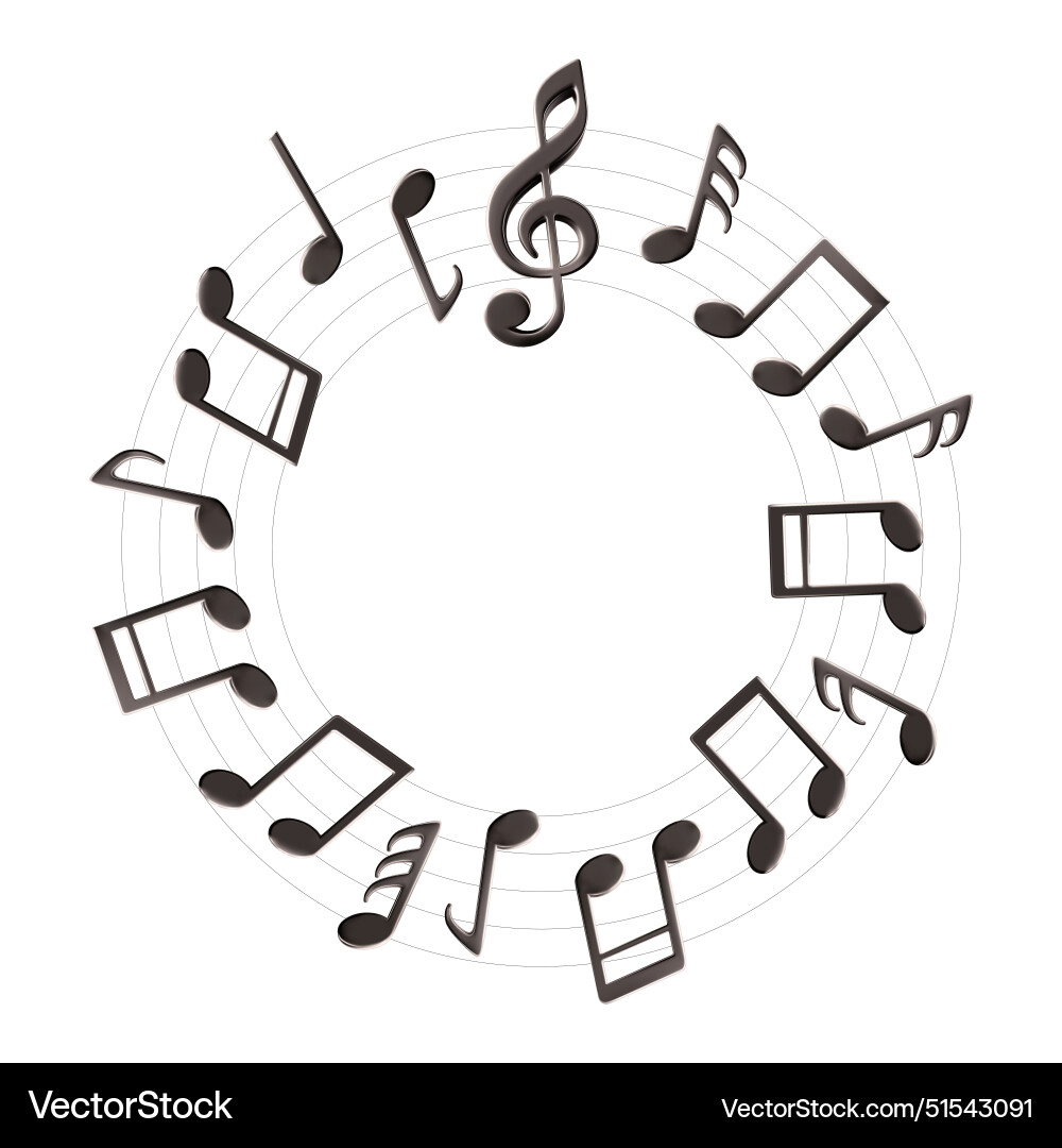 Music note circle 3d background round Royalty Free Vector