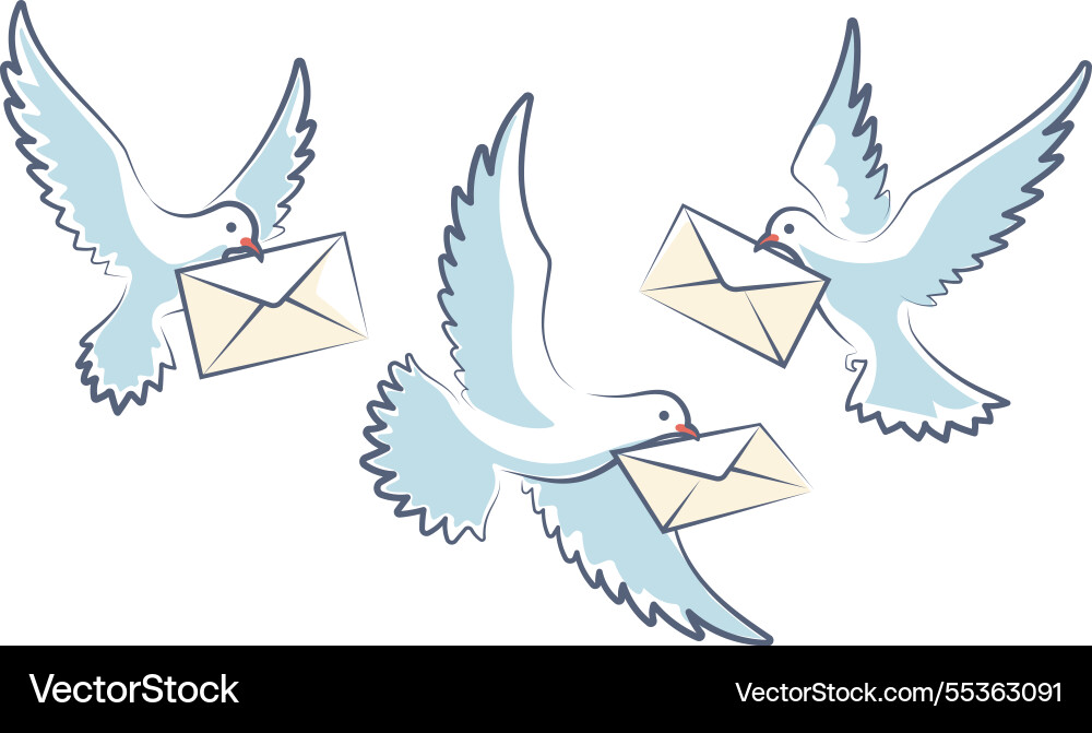 Pigeon mail sketch Royalty Free Vector Image - VectorStock