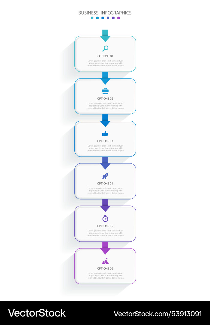 Vertical progress bar featuring 6 arrow-shaped Vector Image