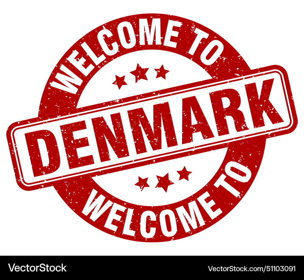 Welcome to denmark stamp round sign Royalty Free Vector