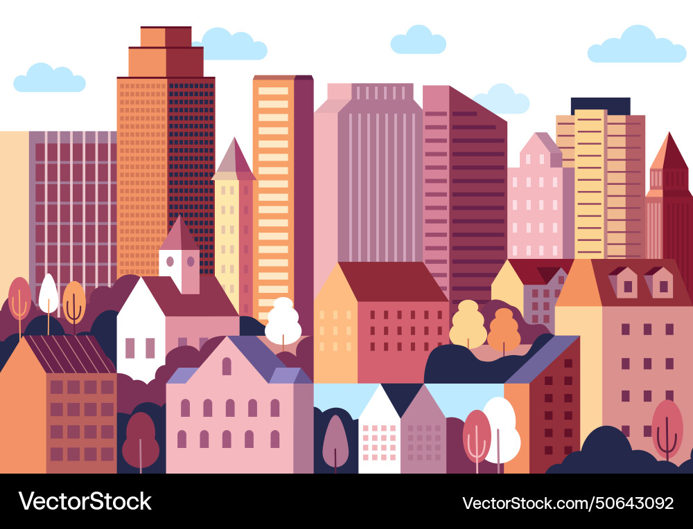 City pattern green town different buildings Vector Image