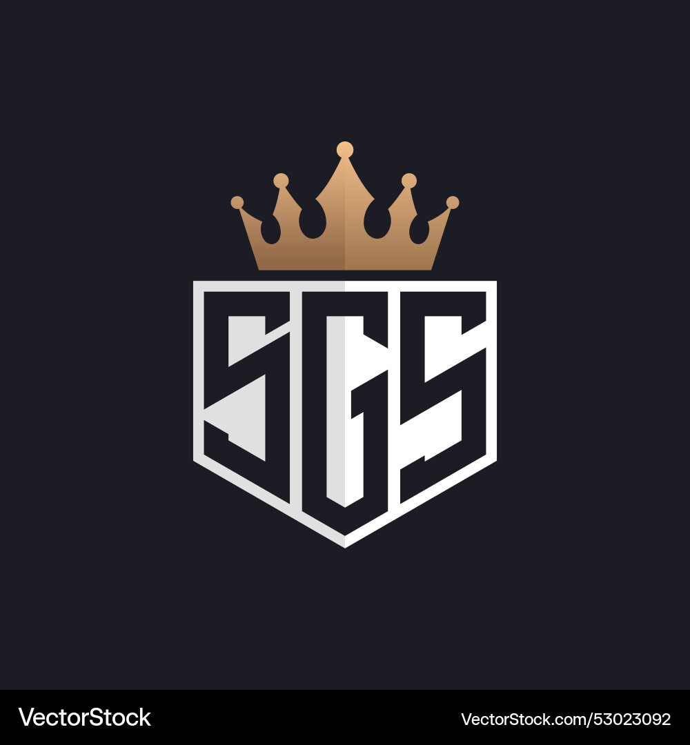 Luxury sgs logo with crown elegant initials Vector Image
