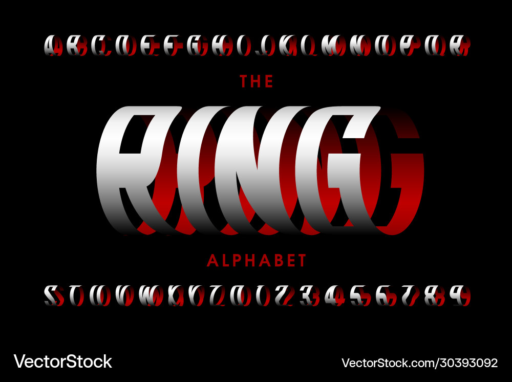 Ring style font three-dimensional capital Vector Image