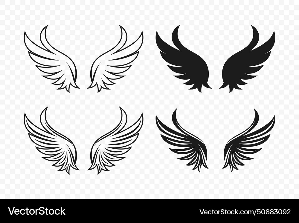Wing icon set vintage angel wings Royalty Free Vector Image