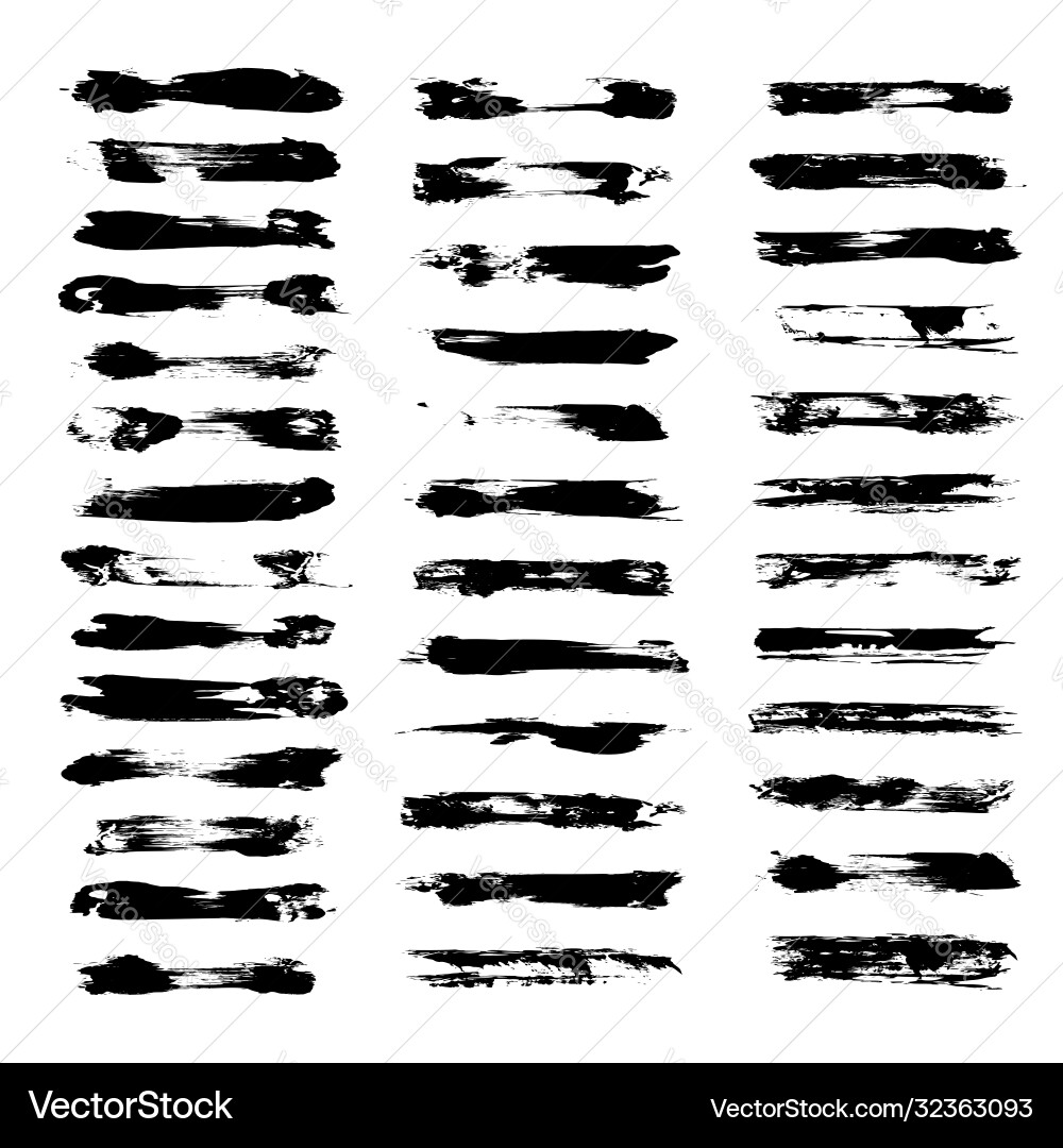 Abstract black short brush strokes set isolated Vector Image