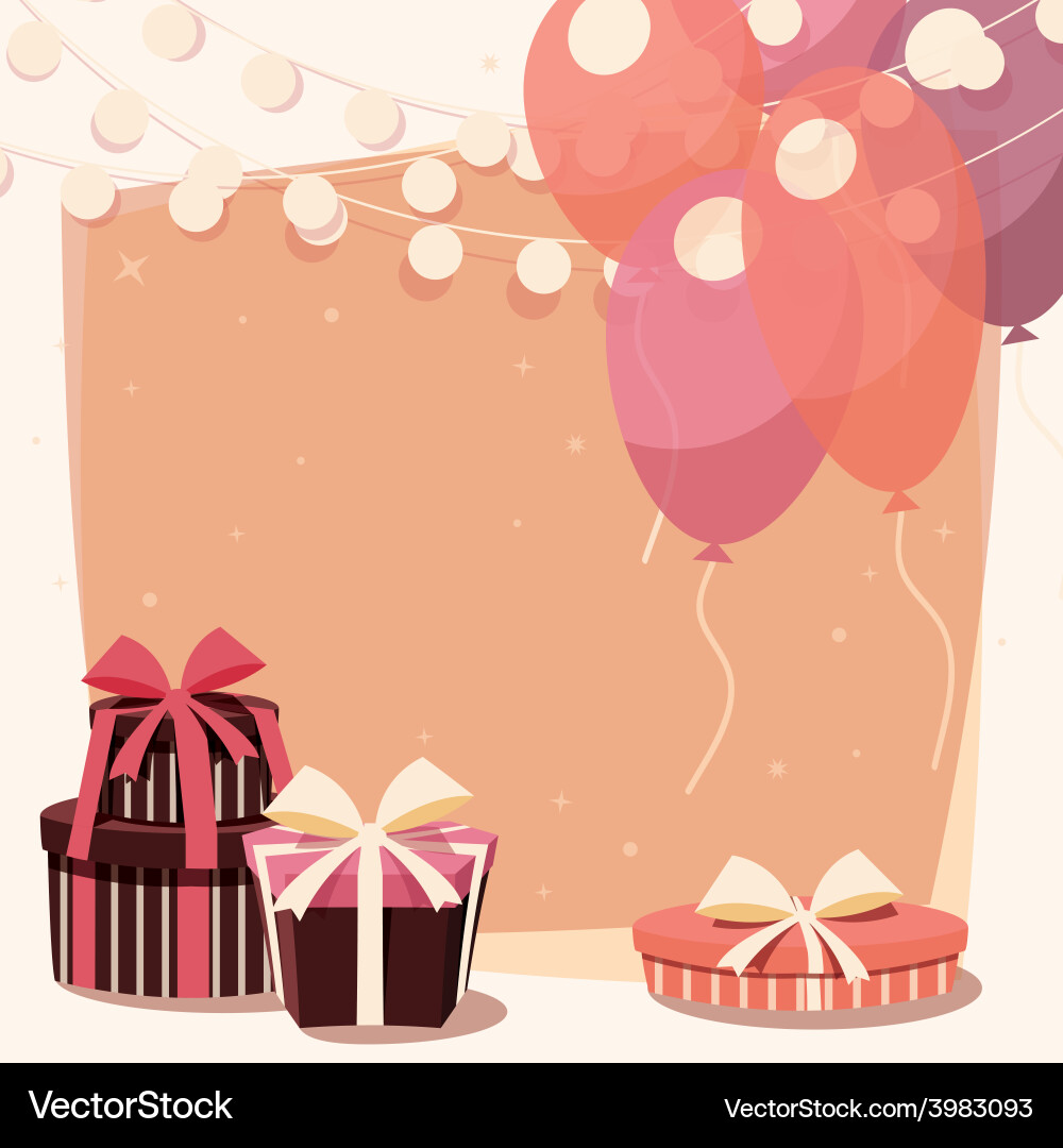 Birthday background with presents and balloons Vector Image