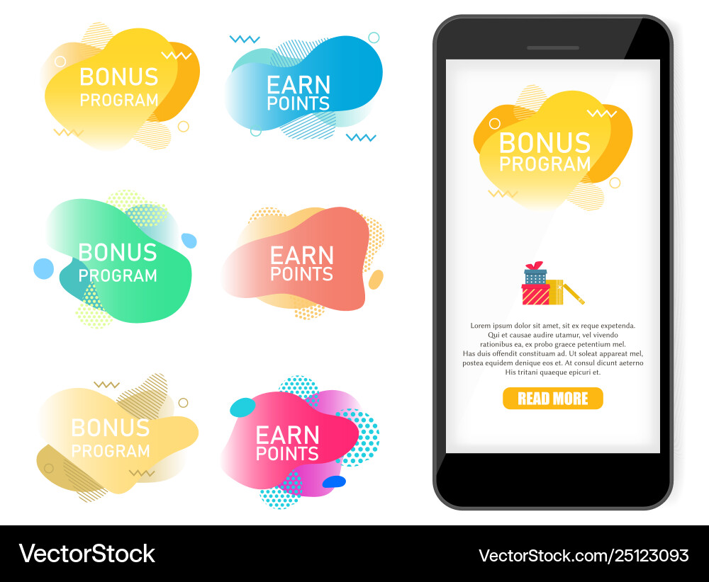 Bonus program earn points label banner set Vector Image