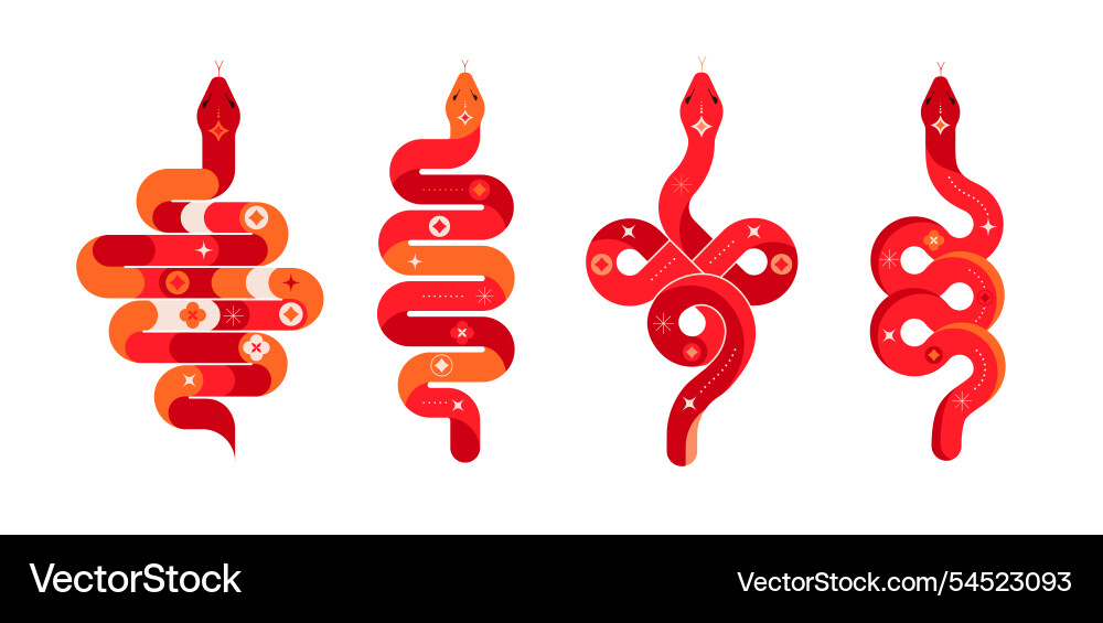 Collection of geometric snake Royalty Free Vector Image