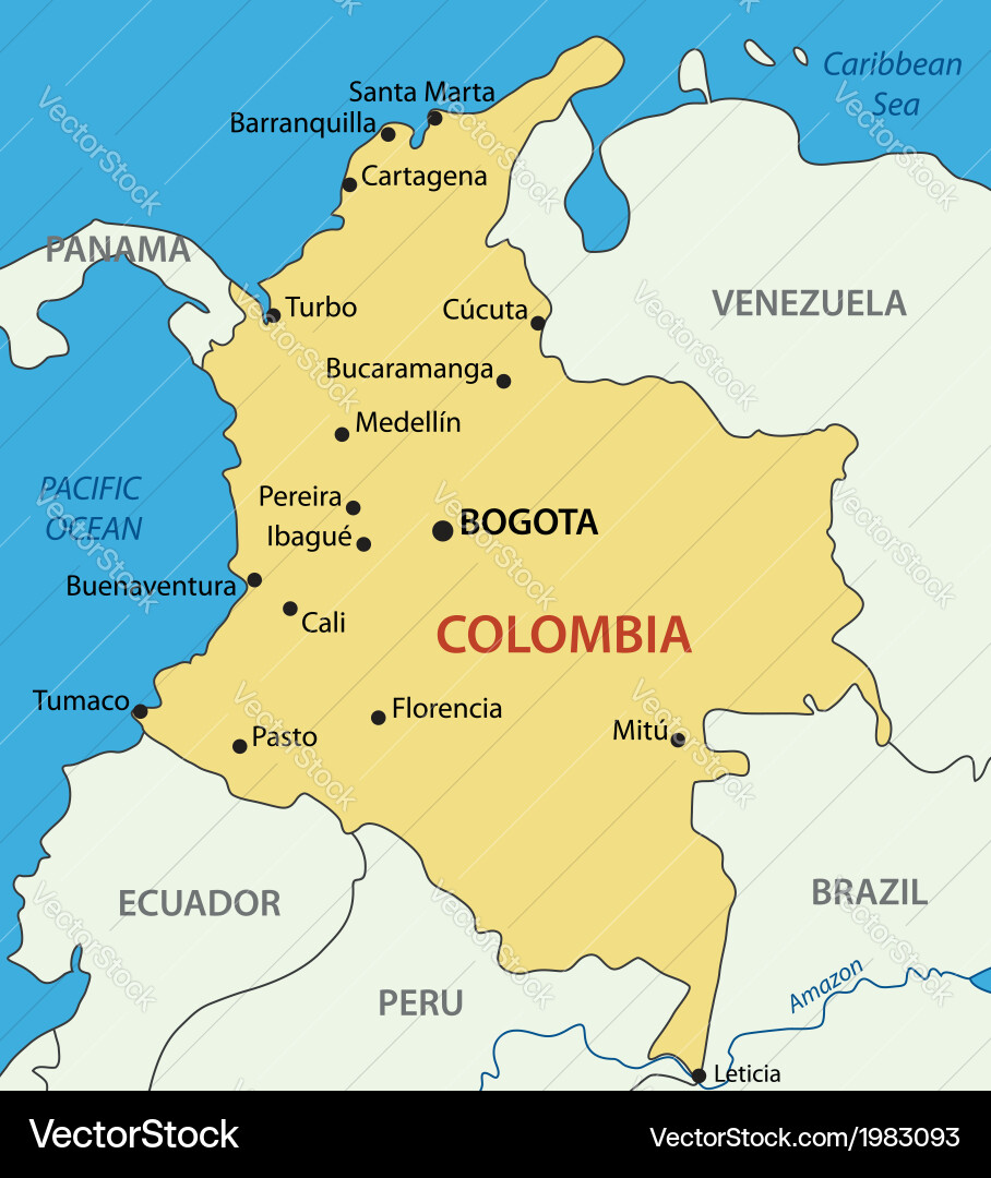 Colombia Map - Geographic Overview Royalty Free Vector Image