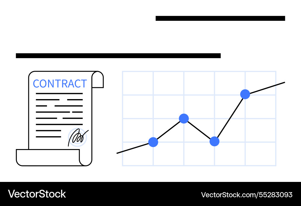 Contract and financial growth chart representing Vector Image