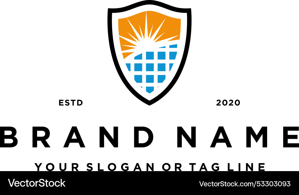 Creative solar panel shield logo design concept Vector Image