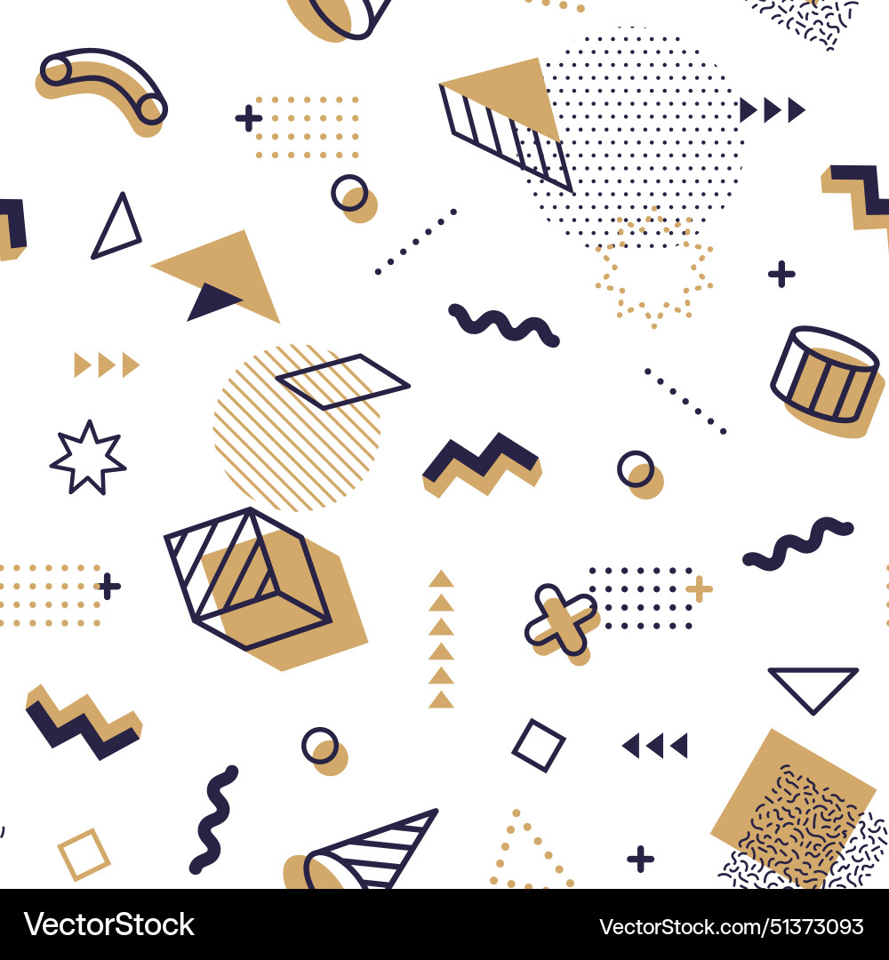 Golden hipster memphis pattern seamless tile Vector Image
