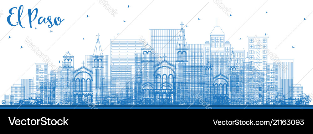 Outline el paso skyline with blue buildings Vector Image