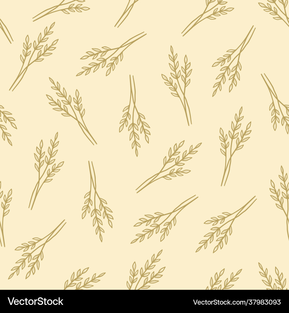 Pattern with simple wheat Royalty Free Vector Image