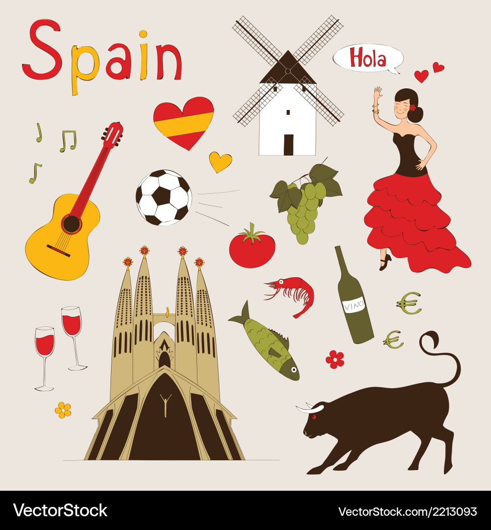 Spain set Royalty Free Vector Image - VectorStock