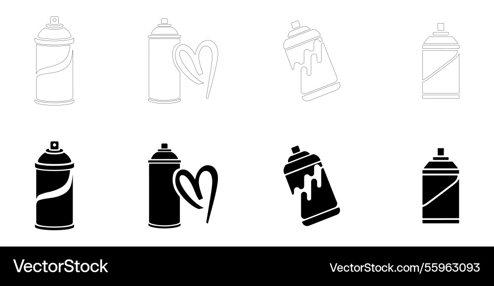 Spray paint cans icons set Royalty Free Vector Image