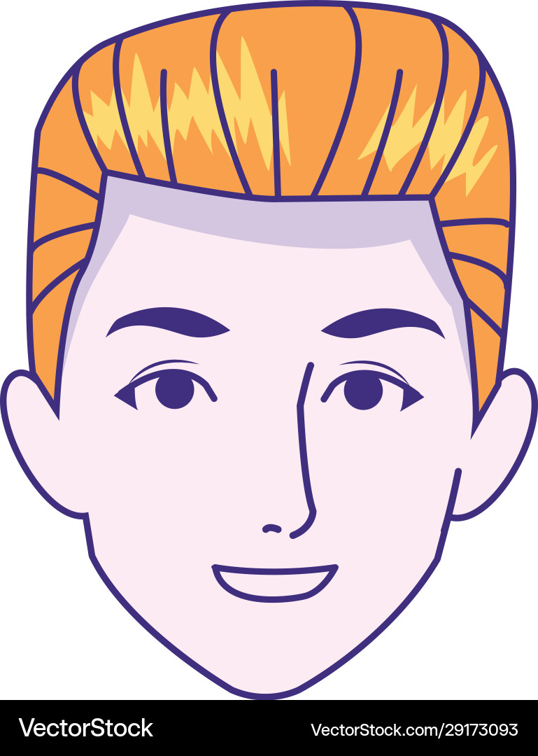Young man face smiling icon colorful design Vector Image