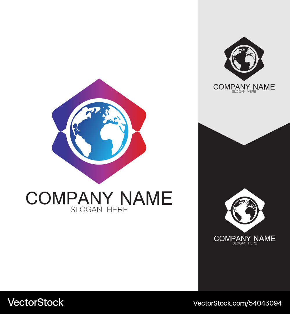 3d digital globe logo design icon Royalty Free Vector Image