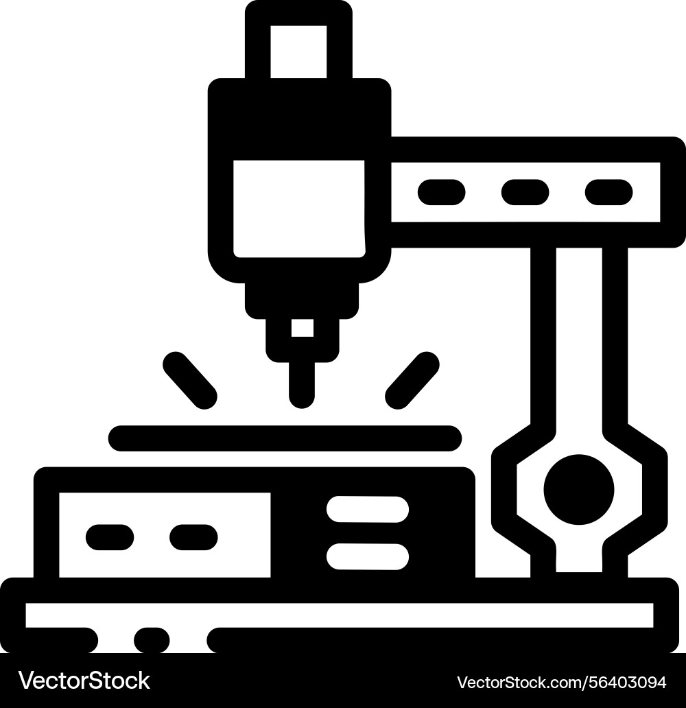 A solid style icon of cnc machine Royalty Free Vector Image