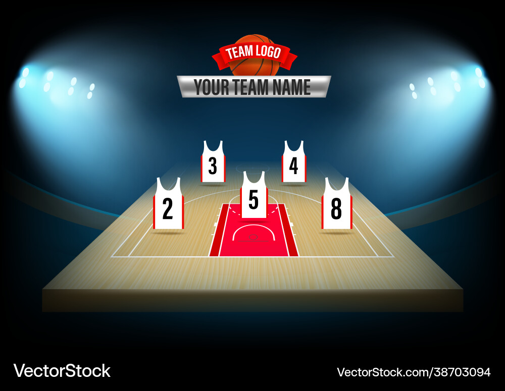 Basketball team formation template illuminated Vector Image
